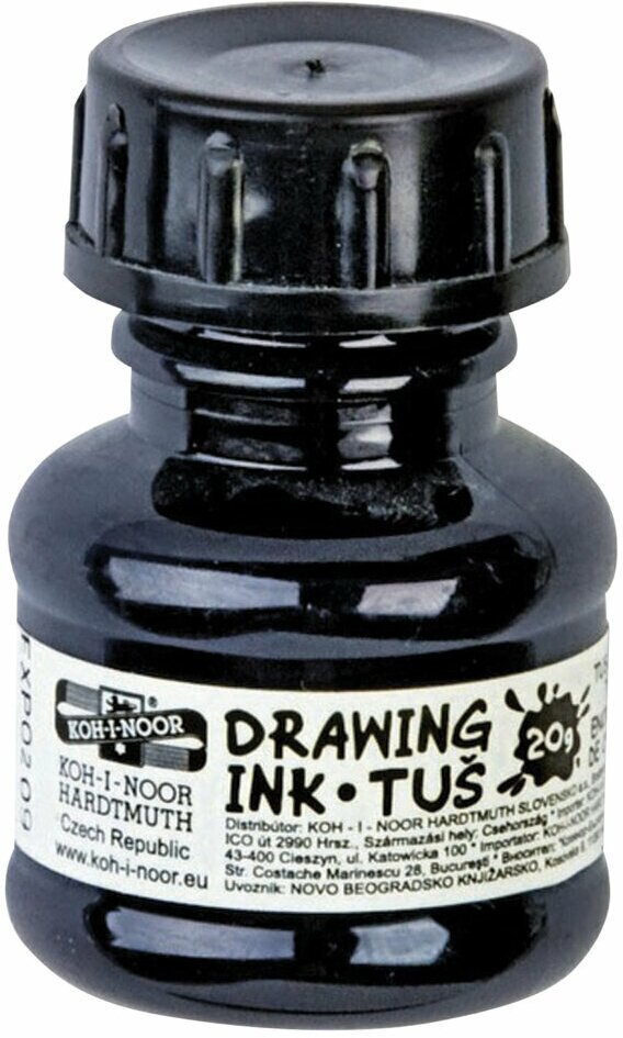 Тушь KOH-I-NOOR, черная, 20 мл, 0141701002LP, 225404