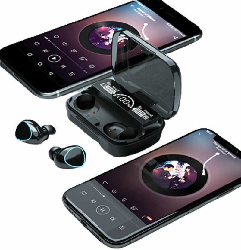 Беспроводные водонепроницаемые сенсорные Bluetooth наушники M10 TWS. Наушники блютус беспроводные сенсорные. Блютуз наушники с микрофоном для смартфона.