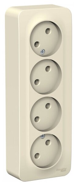 SE Blanca наруж Молочная Розетка 4-ая б/з без шторок 16А, 250В, изолир. пластина
