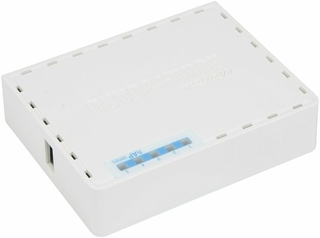 Беспроводной маршрутизатор MikroTik Беспроводной маршрутизатор MikroTik hAP ac lite RB952Ui-5ac2nD WiFi + 4 порта LAN 100Мбит/сек. + 1 порт WAN 100Мбит/сек. + 1 порт USB (ret)