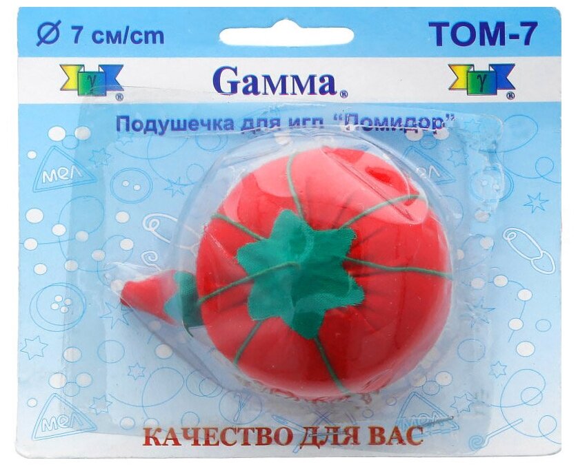 Товары для шитья Gamma Подушечки для игл "Помидор" 7 см в блистере 7 см в блистере красный