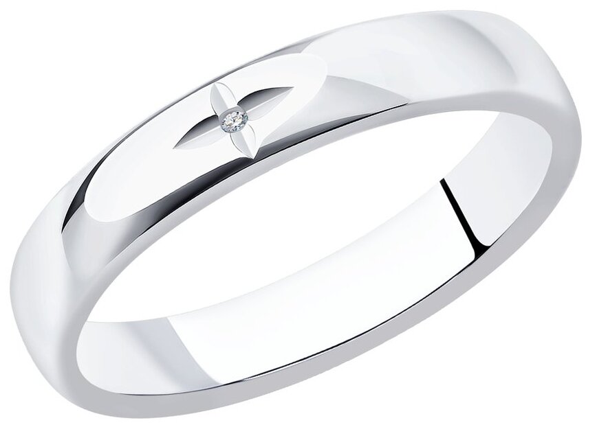 Кольцо, серебро, 925 проба, родирование, бриллиант