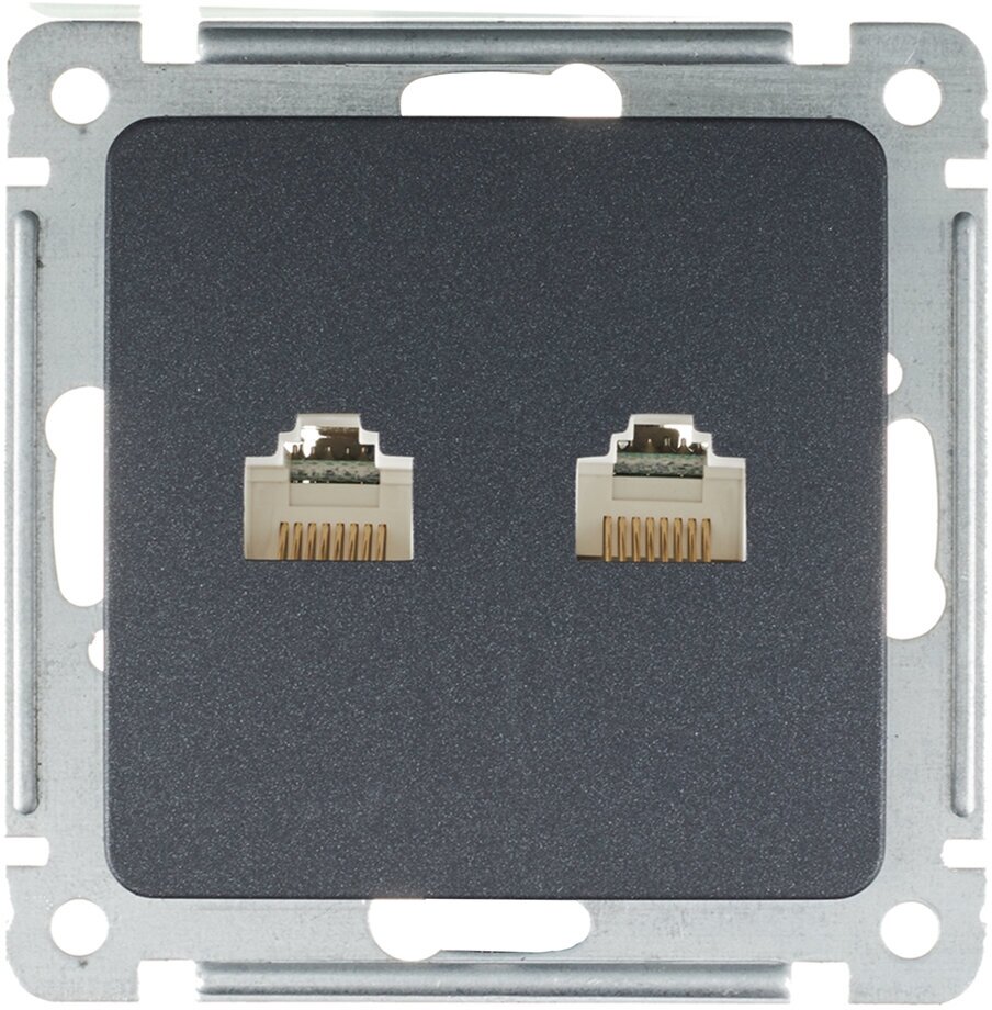 Розетка компьютерная Hegel Master встраиваемая черная 2хRJ45 (РСКК-440-08)