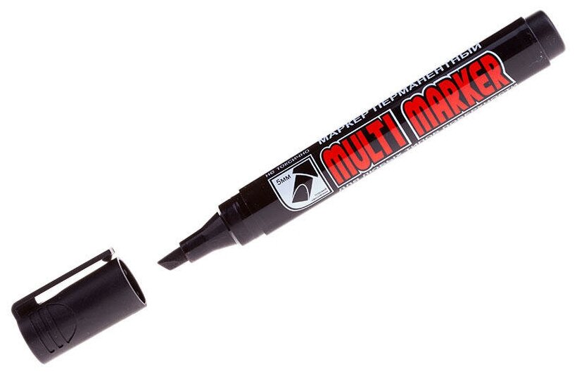Набор Маркер перманентный Crown Multi Marker Chisel CPM-800CH, скошенный наконечник 5 мм, черный {207895} (5 шт)