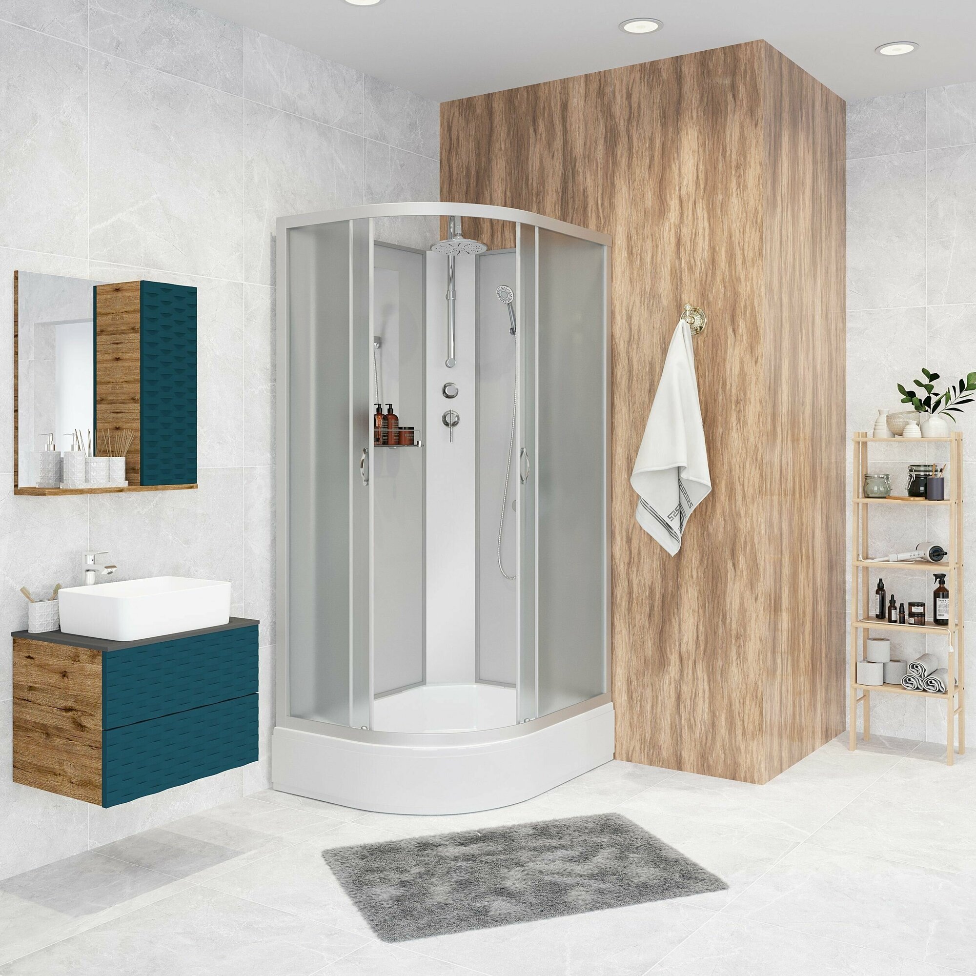 Душевая кабина Niagara NG-33974-14RBKT (900х700х2150) средний поддон (26см) стекло матовое