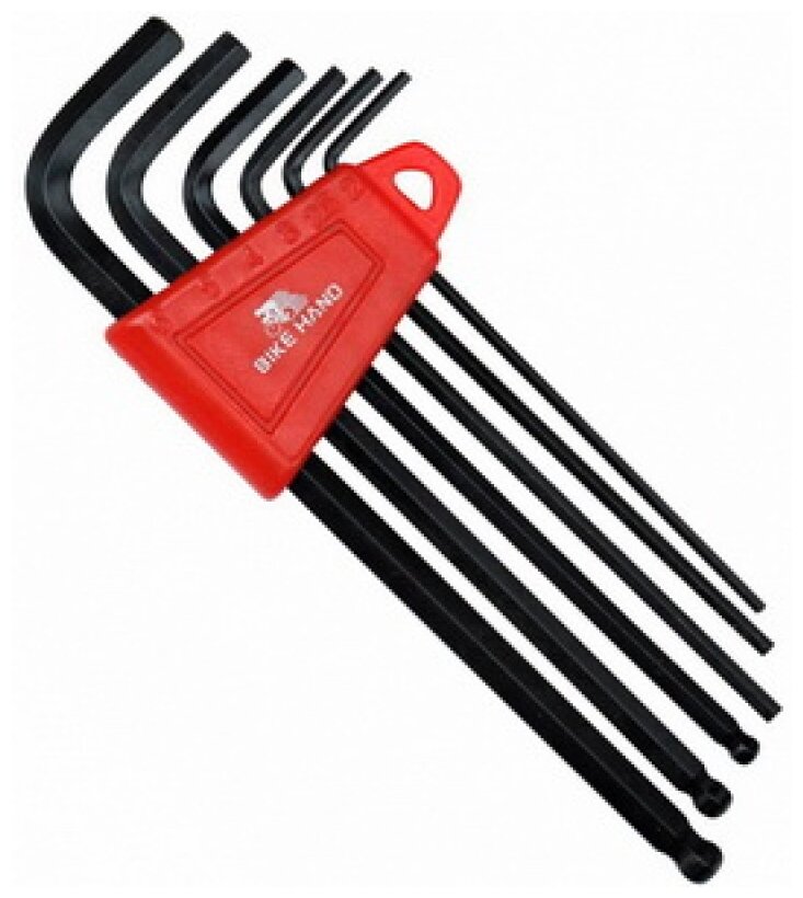 Набор шестигранников YC-613 Г-образный 2/2500/3/4/5/6мм сталь пластиковый держатель черный BIKEHAND