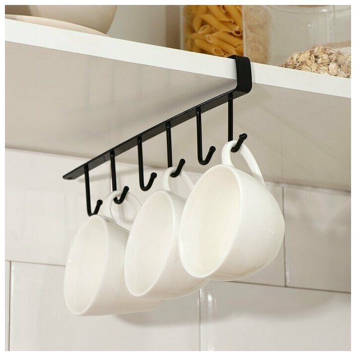 Держатель кухонный для кружек, ножниц, половников 6 крючков, на кухню Лофт, без сверления, для ключей, для кухонной утвари