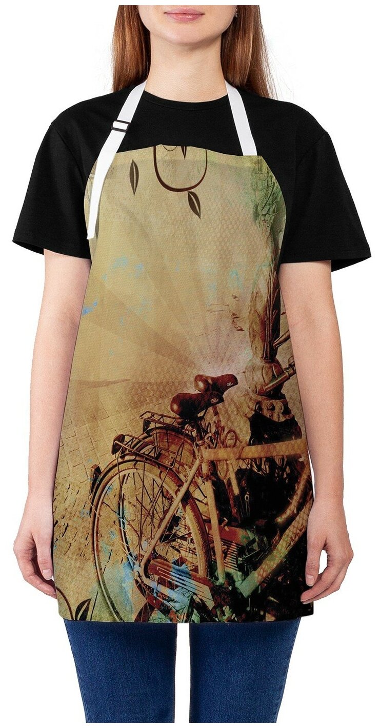 Фартук для кухни тканевый "Пара велосипедов" / водоотталкивающий, универсальный размер , JoyArty