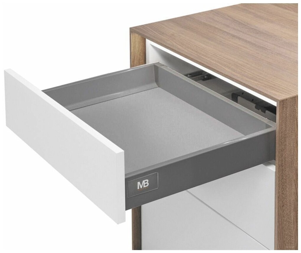 Выдвижной ящик для кухни с выталкивателем Модерн Бокс в модуль 500 мм, низкий серый