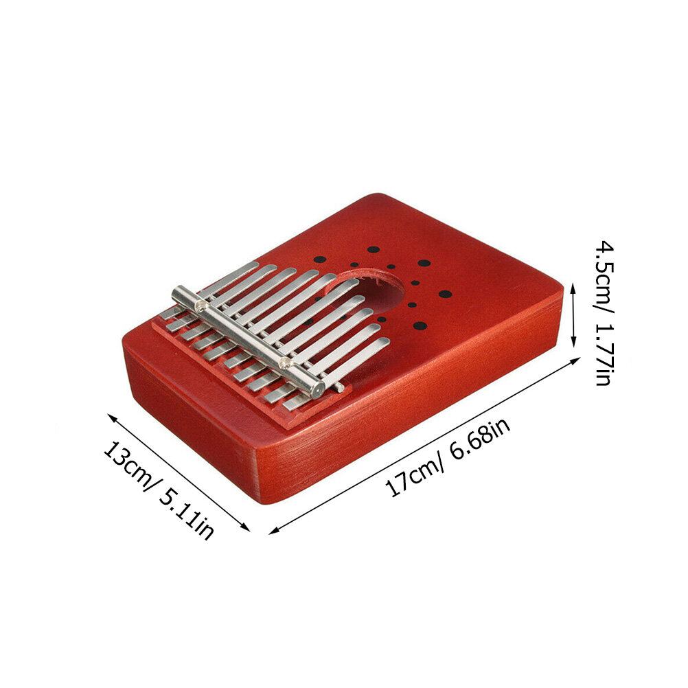 Kalimba С 10 Клавишами Портативный Мини Инструмент Для Начинающих Из Дуба Цвет Красный Размер 18.50X13.00X4.50Cm
