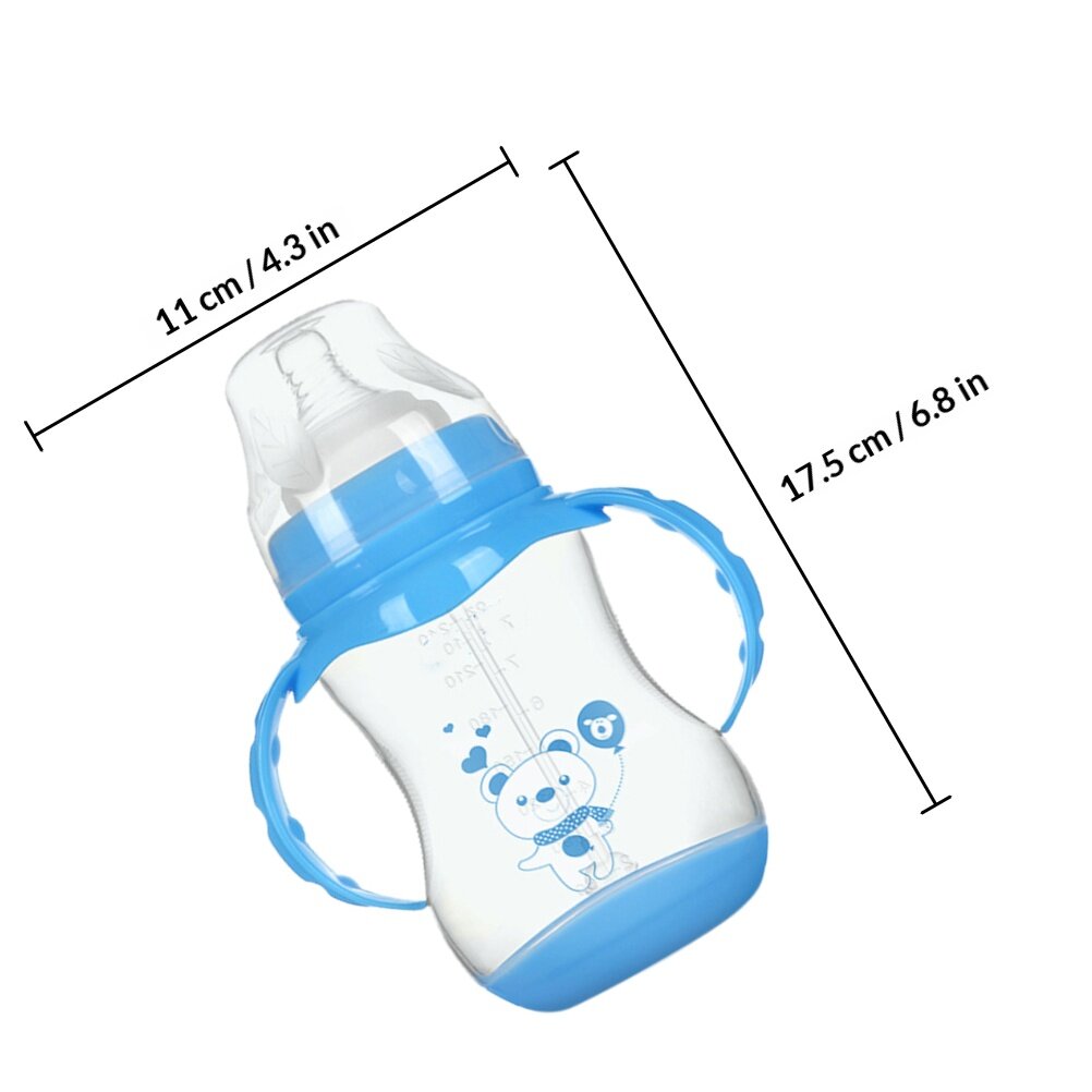 Baby Feeding Bottle С Картинками И Двойной Ручкой 1 Шт Синий 17 5X11 Cm