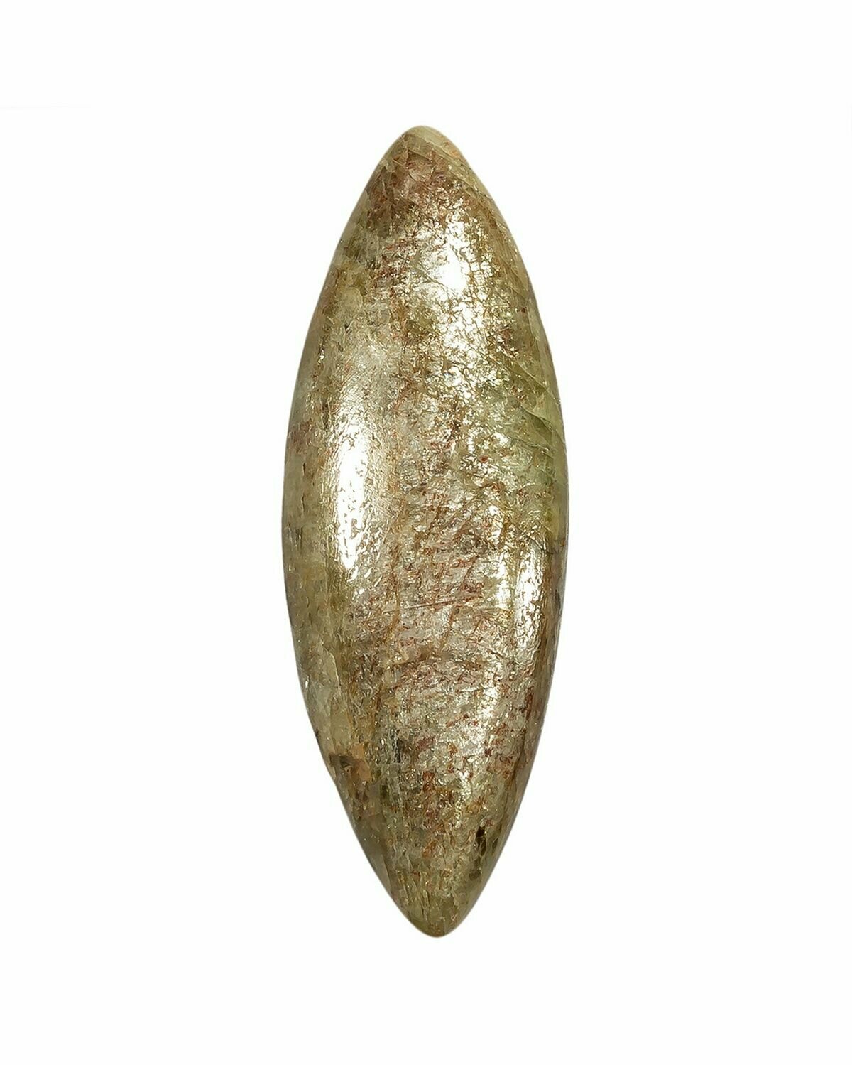 Кабошон из кианита размером 56х20х6 мм. На стеклянной подложке.