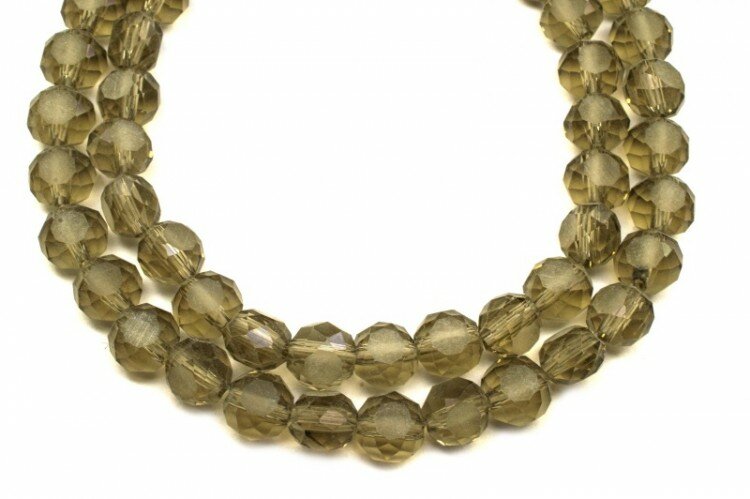 Бусина круглая плоская граненая 8х4-6мм, цвет серый, прозрачная/матовая, 523-019, 10шт