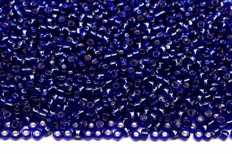 Бисер японский TOHO круглый 15/0 #0028 кобальт, серебряная линия внутри, 10 грамм