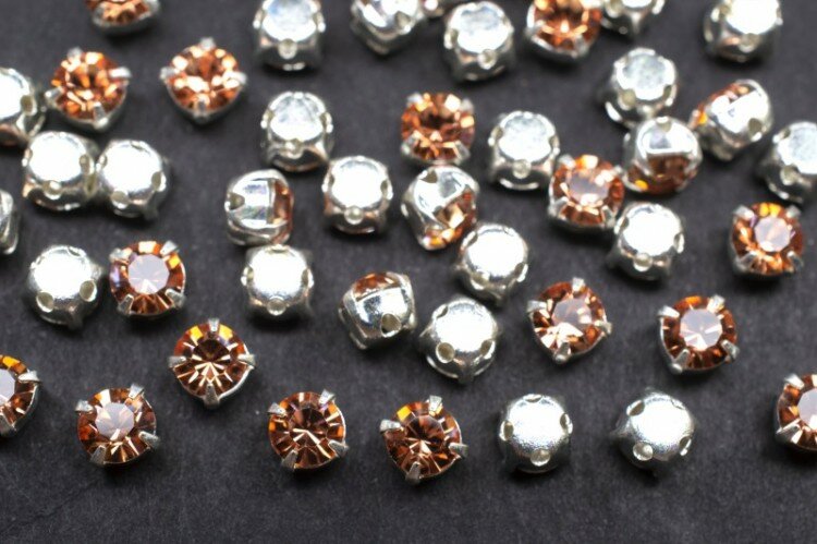 Шатоны Preciosa Maxima 4мм в оправе, цвет crystal Apricot/silver, 63-052, 10шт