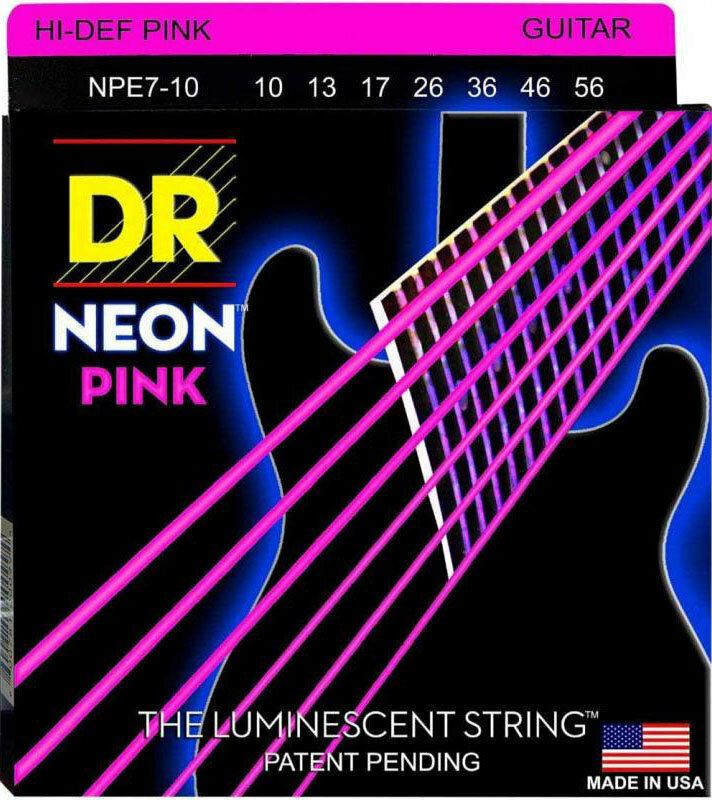 Струны для электрогитары DR Neon HiDef Pink NPE7-10 10-56
