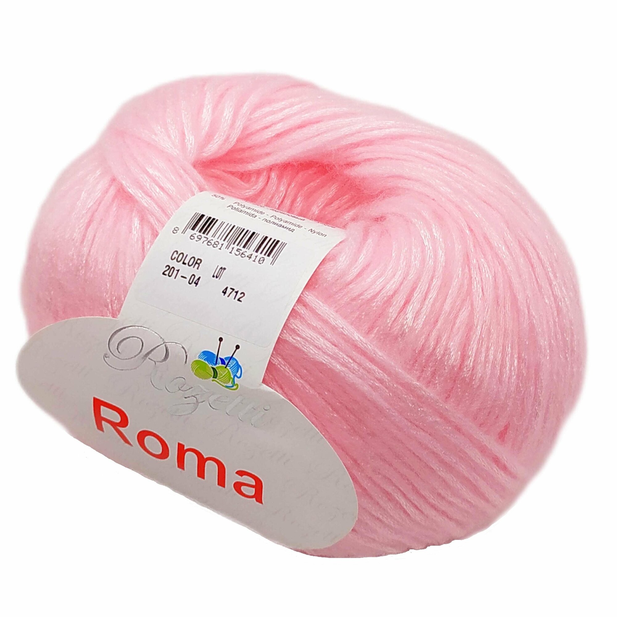 Пряжа Rozetti ROMA 50% Акрил, 50% Полиамид, 50гр/145м, (201-04 Светло-Розовый) 1 упаковка (10 мотков)