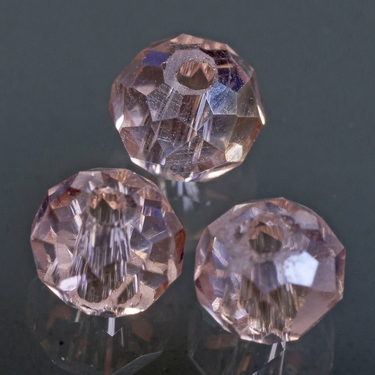 Бусины стеклянные рондели 150 шт, граненые 4х3 мм, цвет розовый радужный