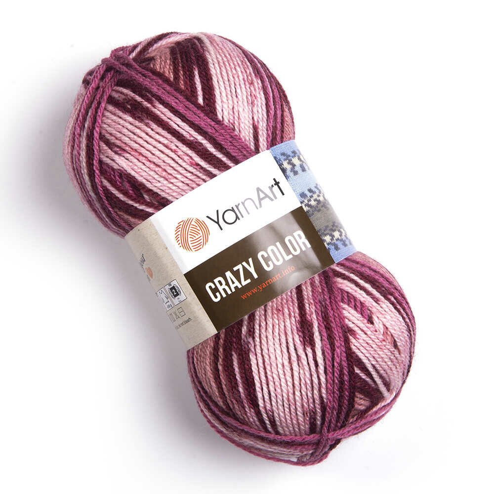 Пряжа CRAZY COLOR (YarnArt), брусничный - 136, 25% шерсть, 75% акрил, 5 мотков, 100 г, 260 м.