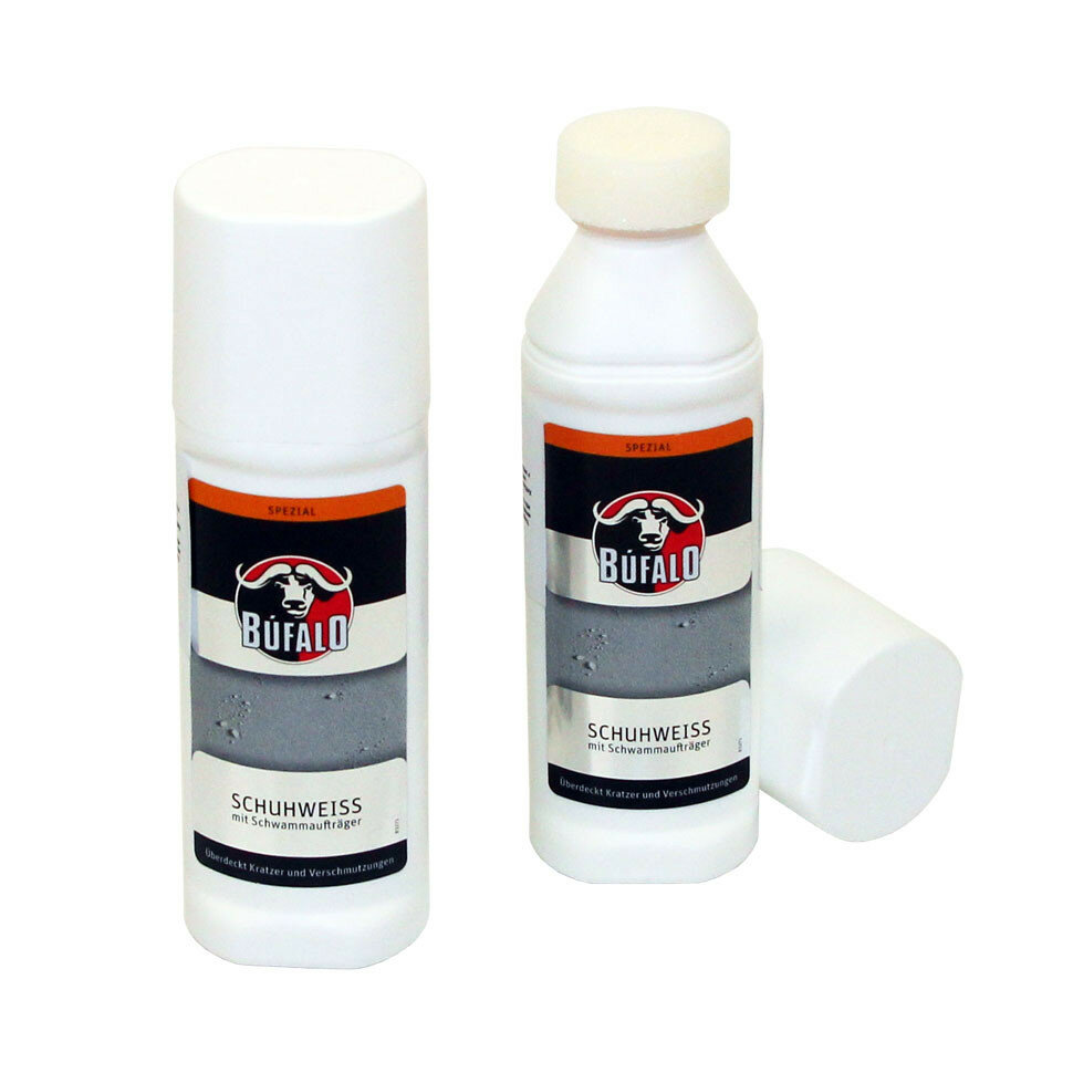 Средство-краска для белой обуви Schuhweiss BUFALO, флакон с губкой, 75 мл.