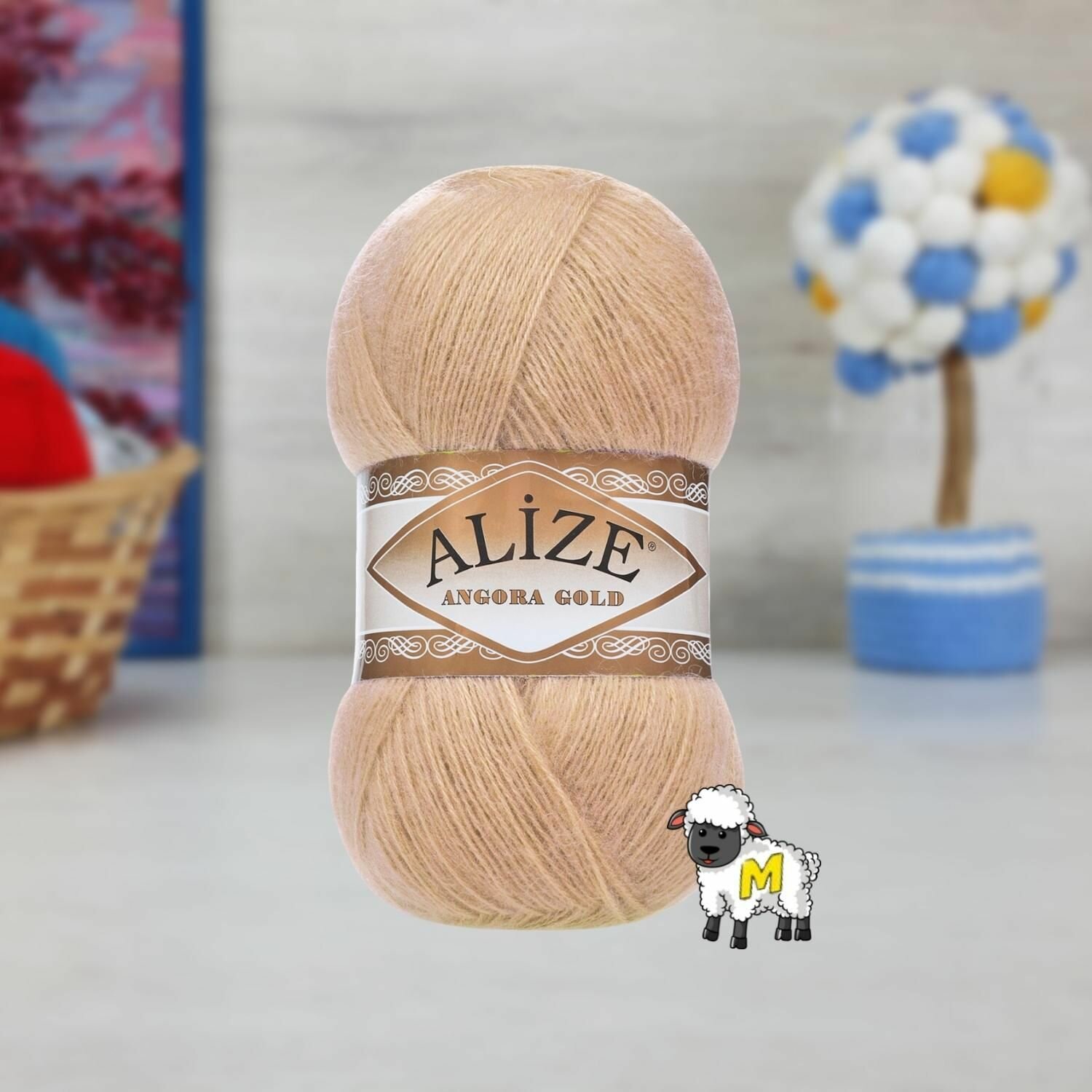 Пряжа ALIZE Angora Gold, бежевый - 95, 20% шерсть, 80% акрил, 5 мотков, 100 г, 550 м.