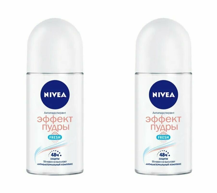Дезодорант, Nivea, Fresh, эффект пудры, 50 мл, 2 шт