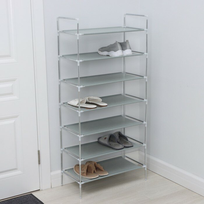 Полка для обуви LaDоm, 7 ярусов, 60×30×120 см, белая