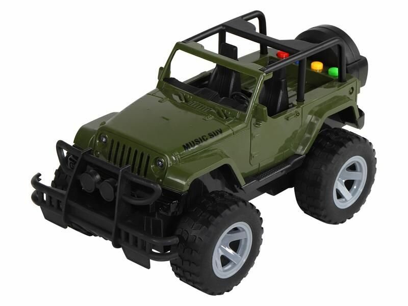 Машина AUTODRIVE Джип 23см инерц. на бат. со светом и звуком, зеленый, в/к 26,5*16*16