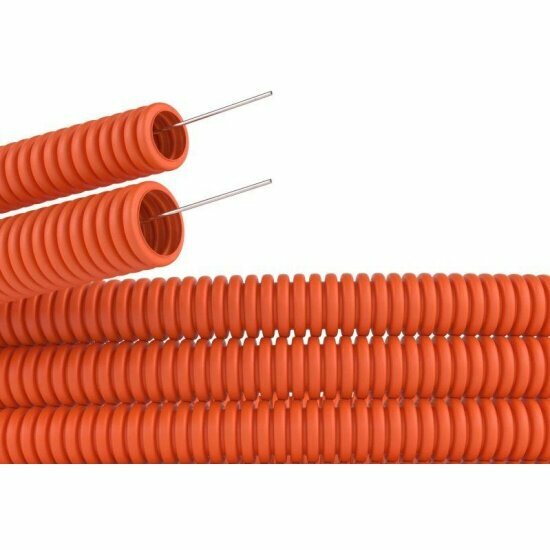 Труба гофрированная Dkc ПНД гибкая тяжелая d16мм с протяжкой оранж. (уп.100м), 71516