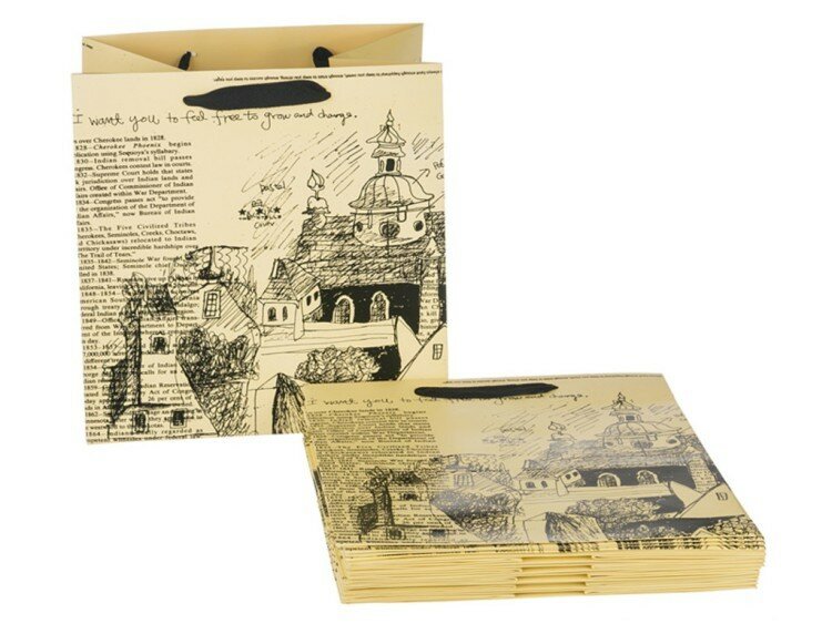 Пакет подарочный "Город" с широким дном