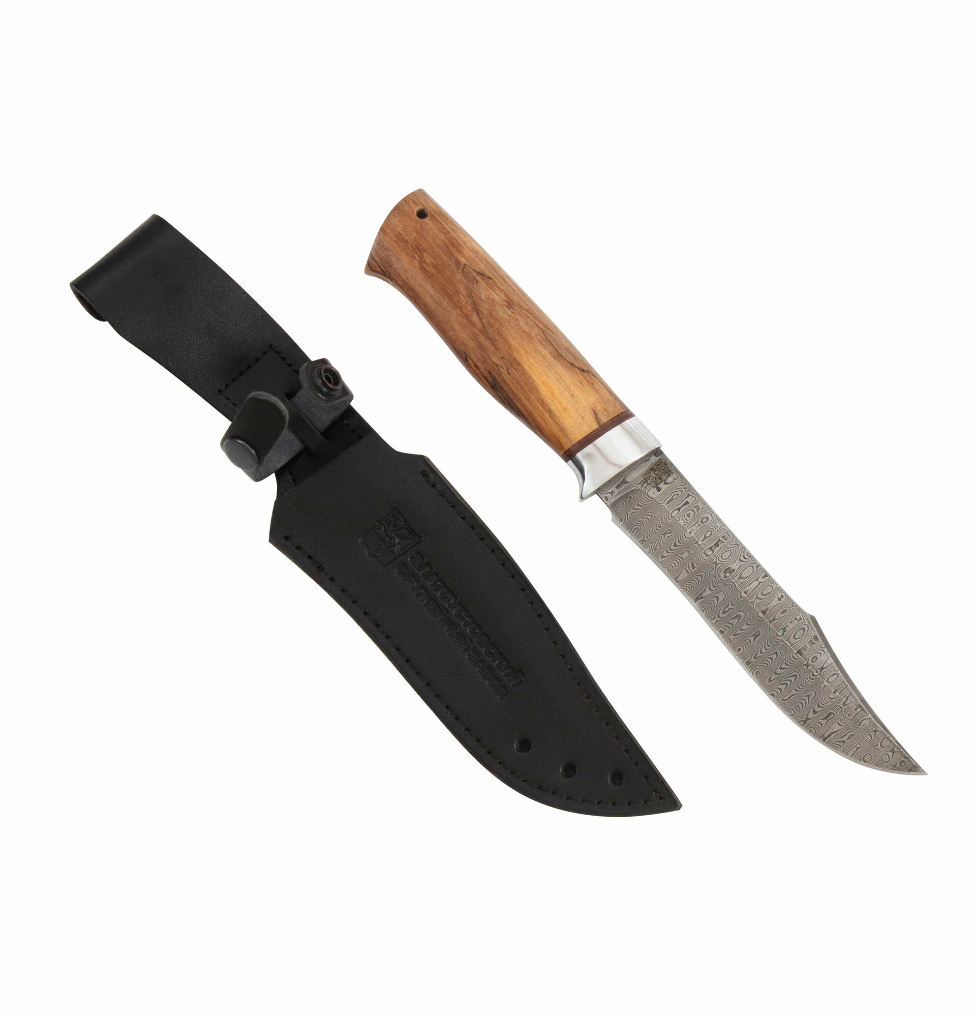 Нож "Волк" (нержавеющая дамасская сталь, карельская береза стабилизированная-ал.)