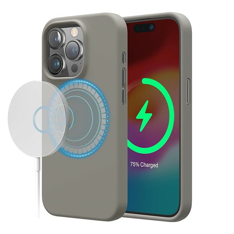 Elago силиконовый чехол для iPhone 15 Pro, Soft silicone (Liquid) Medium Gray (MagSafe)