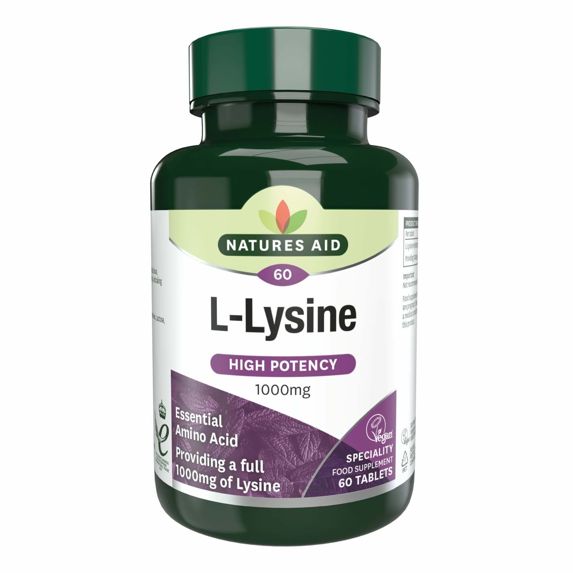 Лизин из Великобритании Natures Aid L - Lysine 1000 мг. 60 таблеток