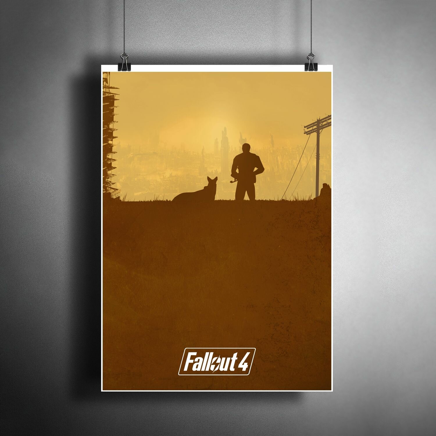 Постер плакат для интерьера "Компьютерная игра Fallout 4. Игра Фоллаут 4" / Декор дома, офиса, комнаты, квартиры A3 (297 x 420 мм)