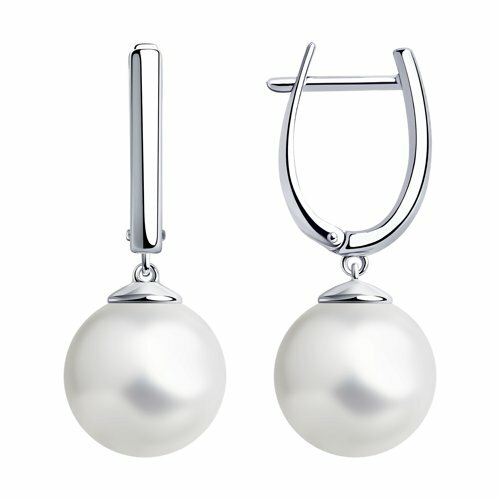 Серьги с подвесками, серебро, 925 проба, родирование, жемчуг культивированный