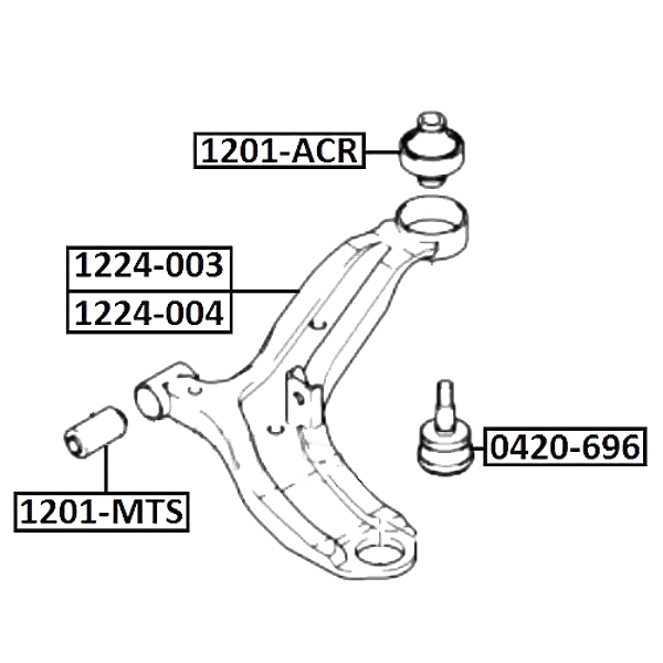 ASVA 1224-004 (5450025000 / 5450025001) рычаг передний нижний левый