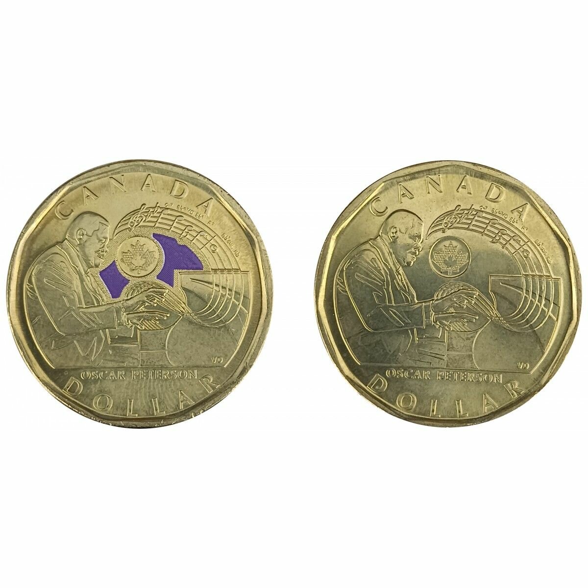 1 доллар 2022 Канада Оскар Петерсон цветная+простая UNC
