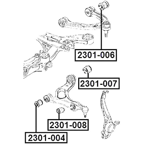 ASVA 2301-007 (7L0407151E / 7L0407151H / 7L0407152E) сайлентблок переднего нижнего рычага задний