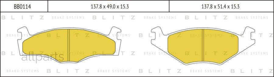 BLITZ BB0114 Колодки пер. VW GOLF II, JETTA, PASSAT 83-96