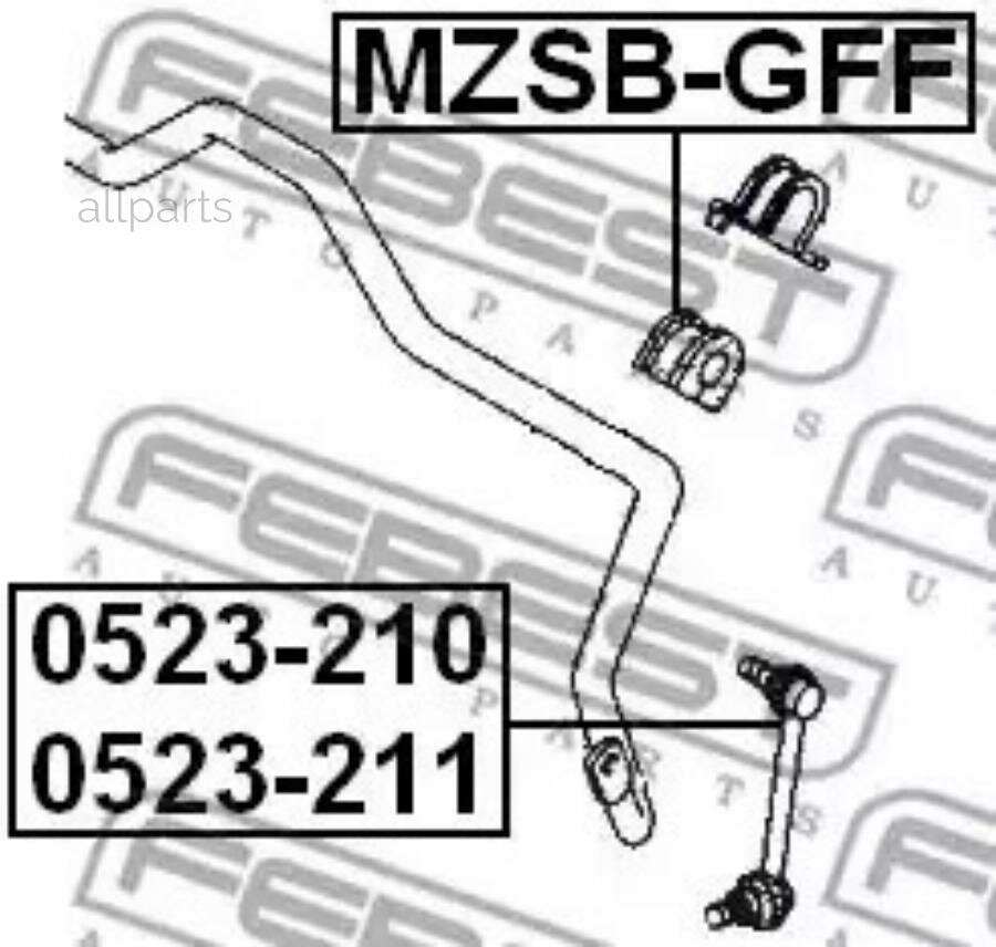 FEBEST 0523-211 тяга стабилизатора передняя левая (MAZDA 626 GE 1991-1997) FEBEST