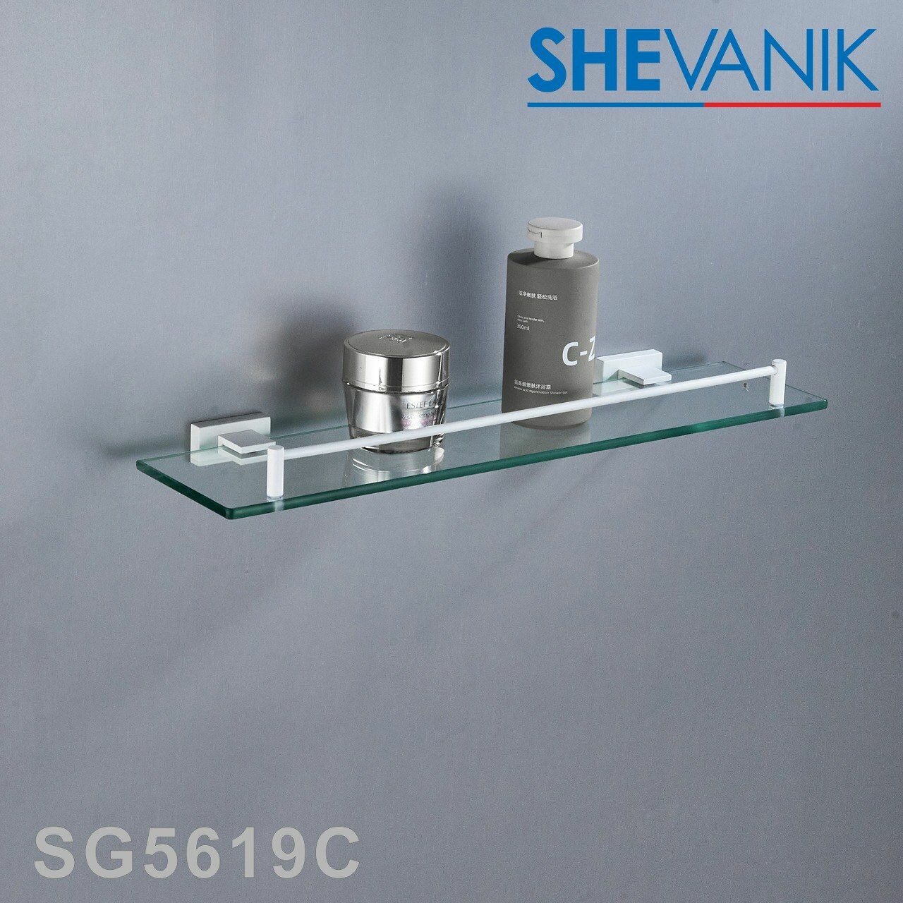 Полка стеклянная одноярусная SHEVANIK SG5619C цвет белый