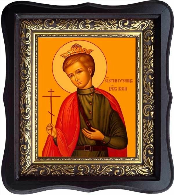 Алексий Николаевич Романов, царевич. Икона на холсте. (17 х 21 см / В деревянном киоте под стеклом).