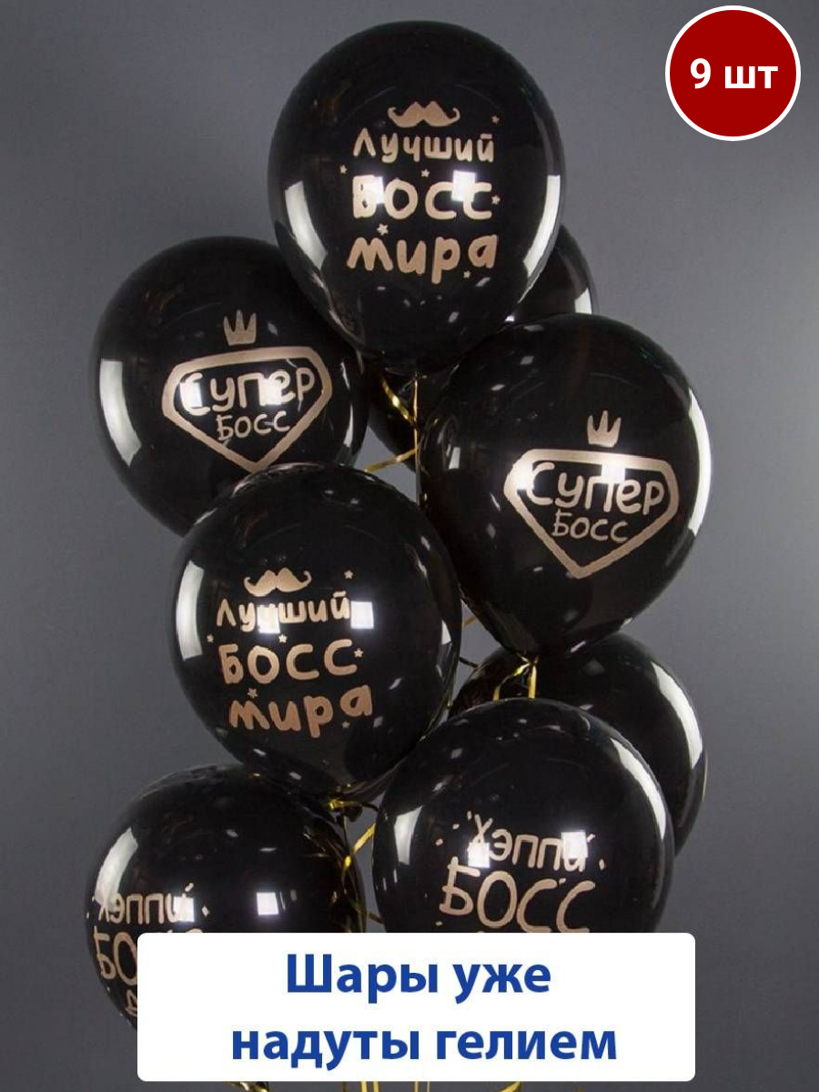 Воздушные шары с гелием для руководителя, босса на день рождения, шарики с надписями 9 шт