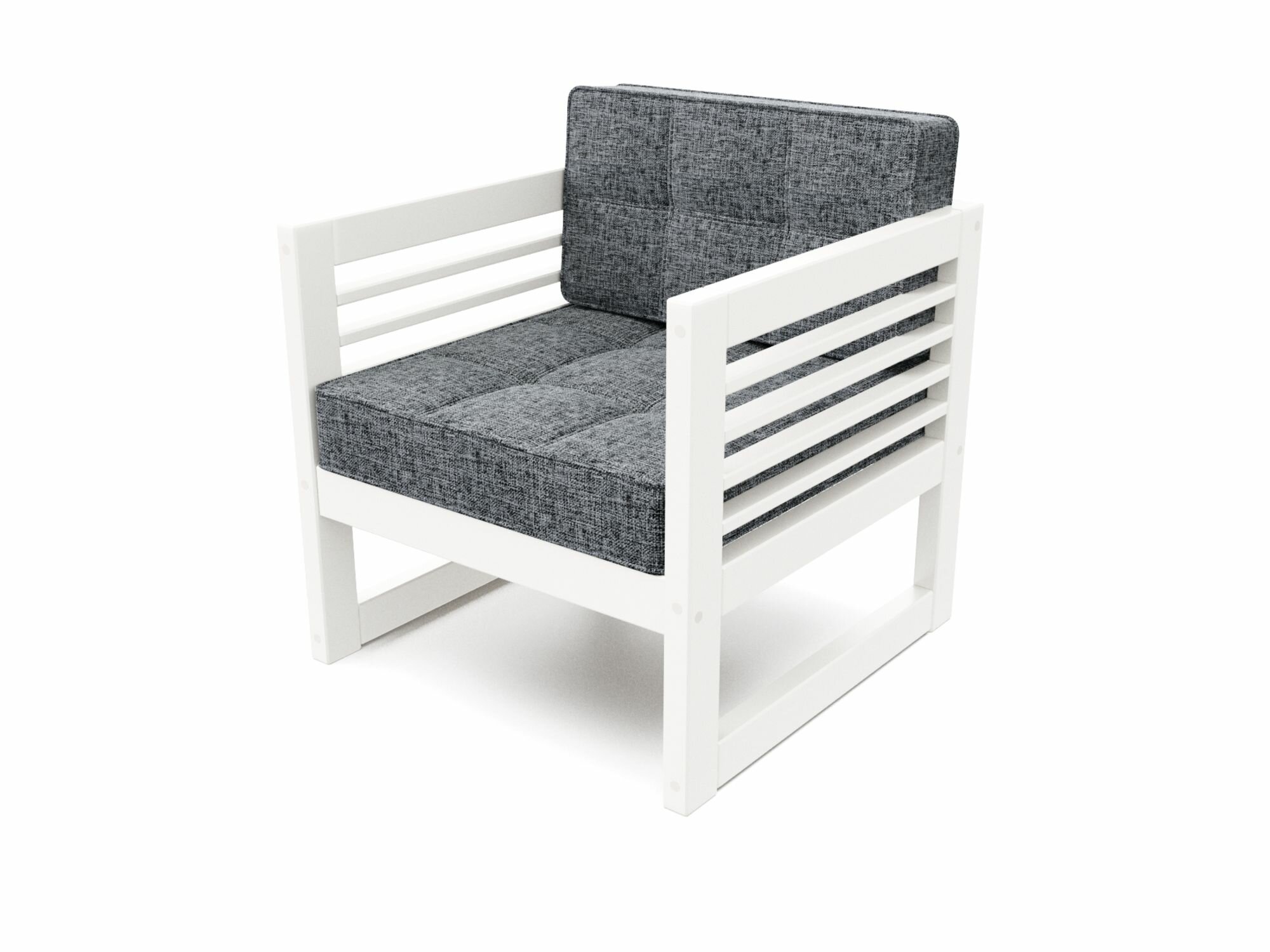 Кресло Arsko Сега, серое-белая эмаль, деревянное, мягкое, для дачи, для кафе и бара, на веранду, в террасу, для бани