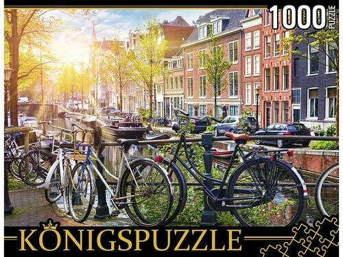 ПазлыKONIGSPUZZLE 1000 деталей. Нидерланды. Велосипеды в Амстердаме ШТK1000-6794, (Рыжий кот)