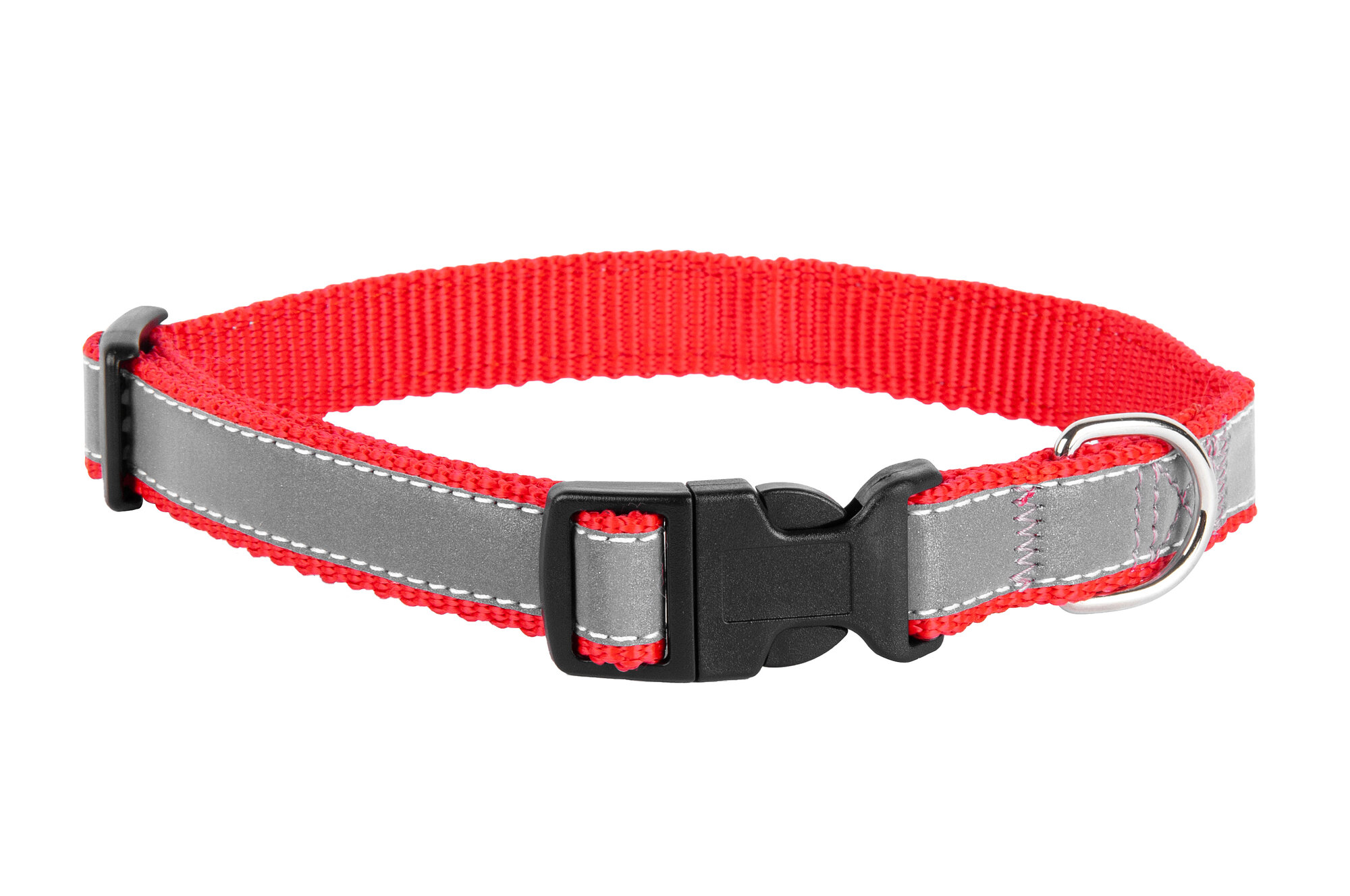 Ошейник Аркон (Dog&Vogue) красный со светоотражающей лентой 2 см, на обхват 33-50 см