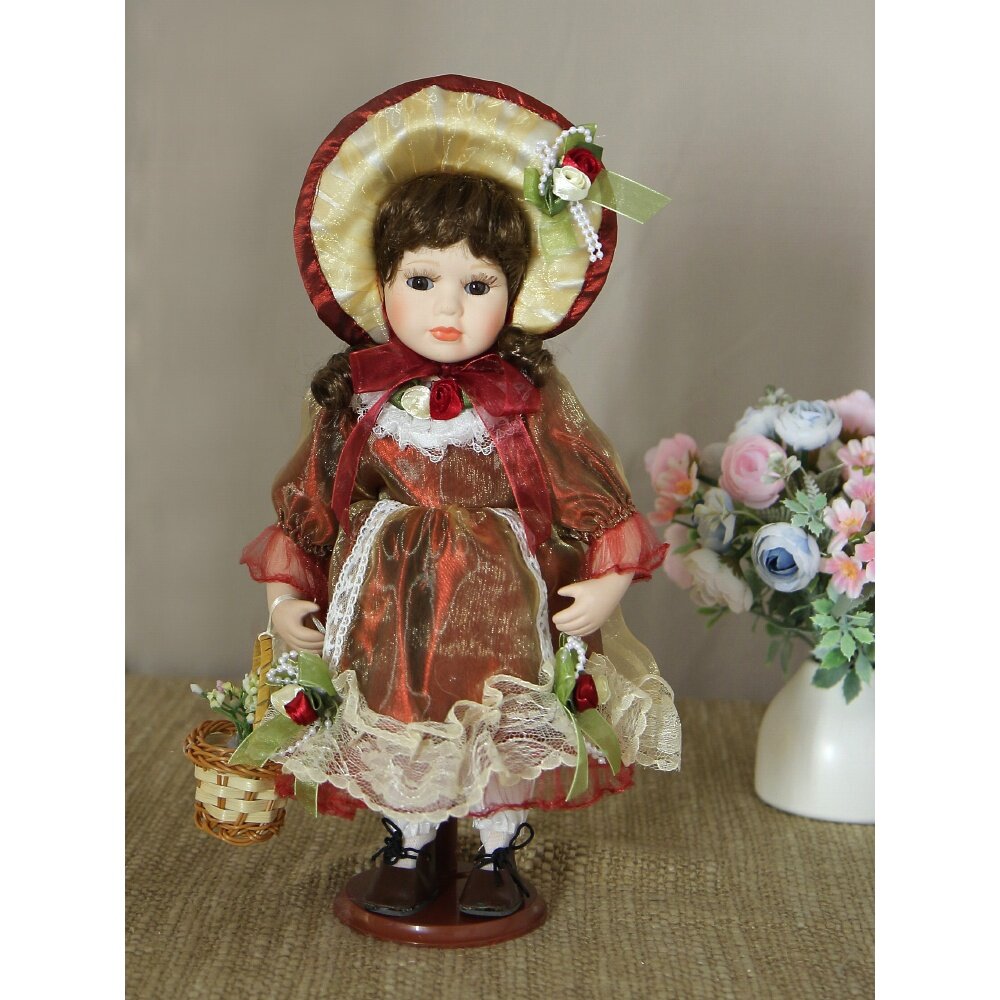 Polly Dolls YF-12501 Кукла фарфоровая 12- на подставке polly dolls