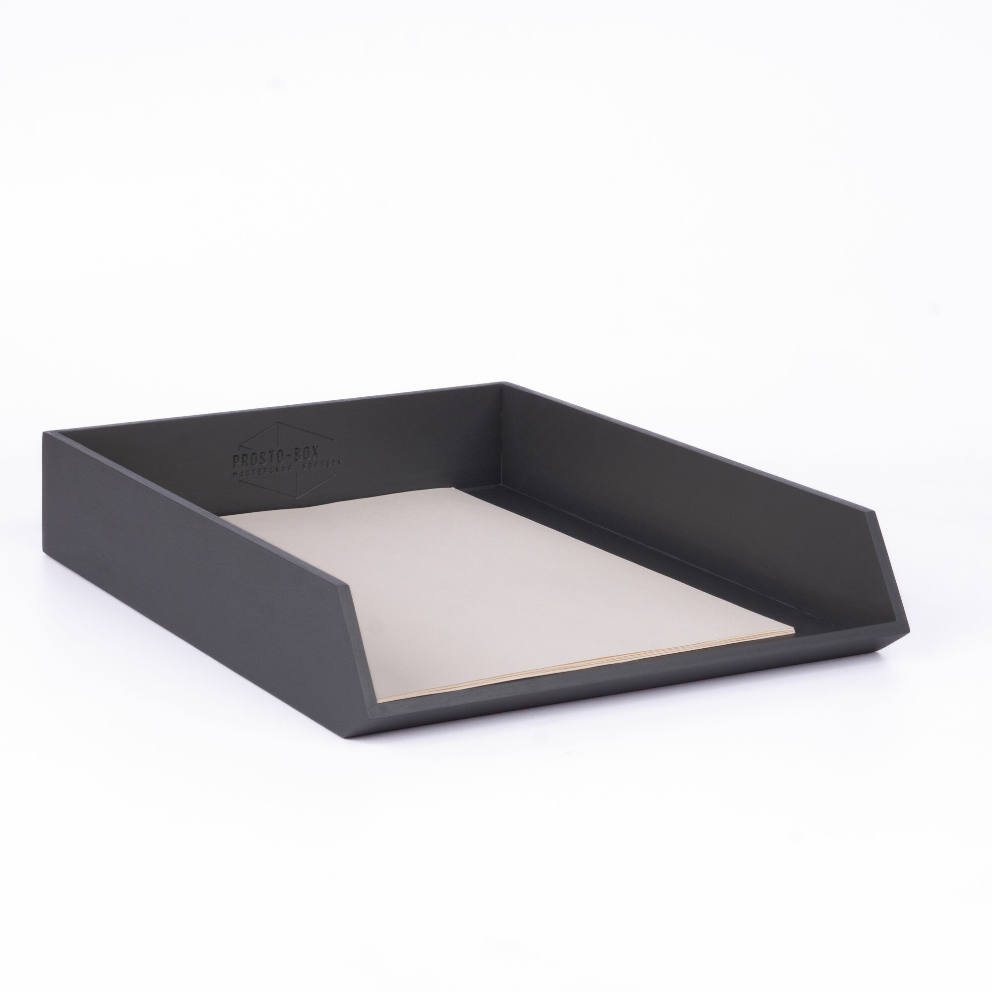 Лоток для бумаг COROBICO A42 горизонтальный, дерево, цвет темно-серый