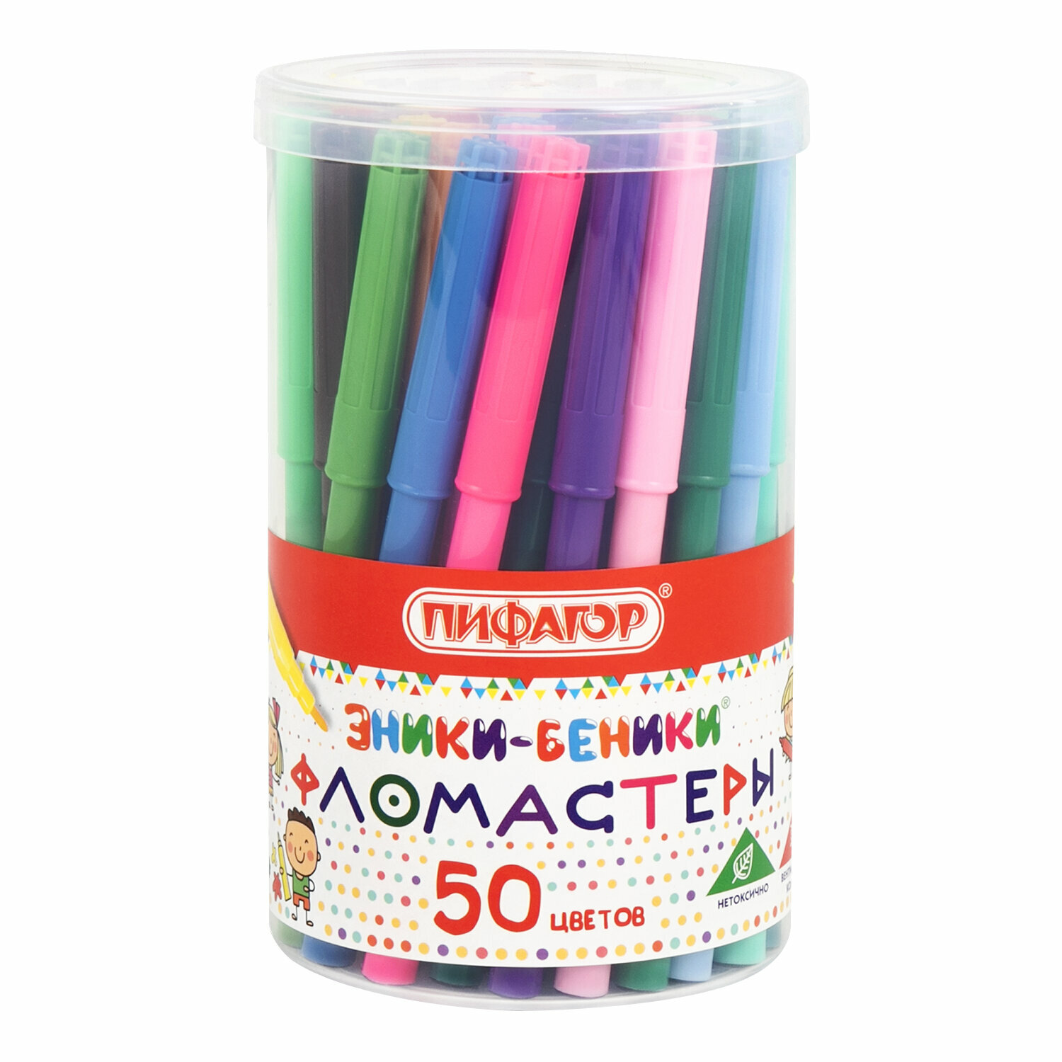 Фломастеры пифагор "эники-беники", 50 цветов, вентилируемый колпачок, 152455