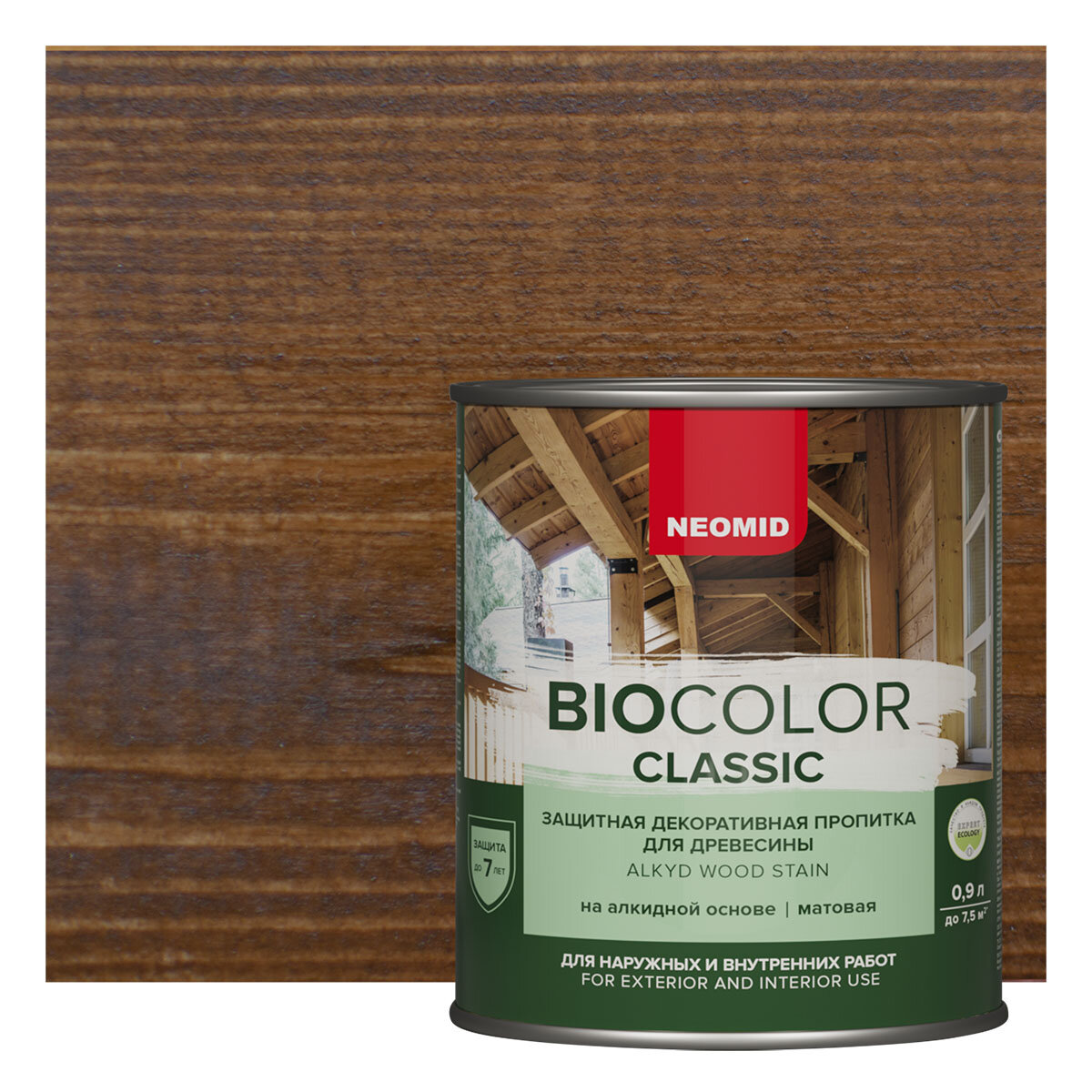 Декоративная пропитка NEOMID BIO COLOR CLASSIC на алкидной основе, орех 0,9л